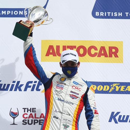 Jake Hill flying at Knockhill BTCC race circuit
